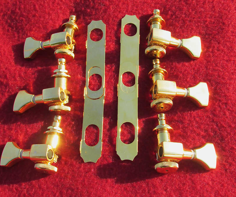 Hipshot 3+3 LOCKING UMP Tuners-GOLD-Grip-Lock 3x3 w UNIVERSAL | Reverb