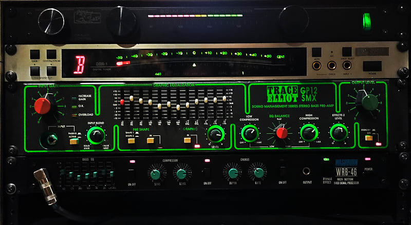 Trace Elliot GP12SMX 1990's Black/Green Bass Preamp Rackmount | Reverb