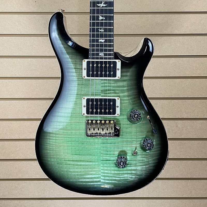 PRS Custom 24 Piezo Pattern Thin 10 Top - Trampas Green | Reverb