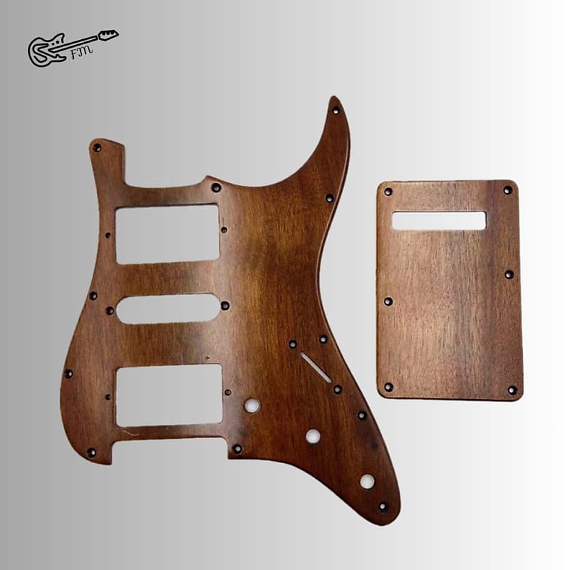 Custom Wooden Strat Style Pickguard HSH With Backplate 7 | Reverb