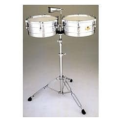 Latin Percussion 14"/15" Caliente Steel Timbales w/Tilt Stand | Reverb