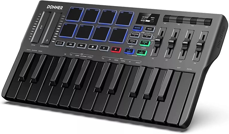 USB-C MIDI Keyboard DJ Controller – 25-Key with 8 Drum Pads, | Reverb