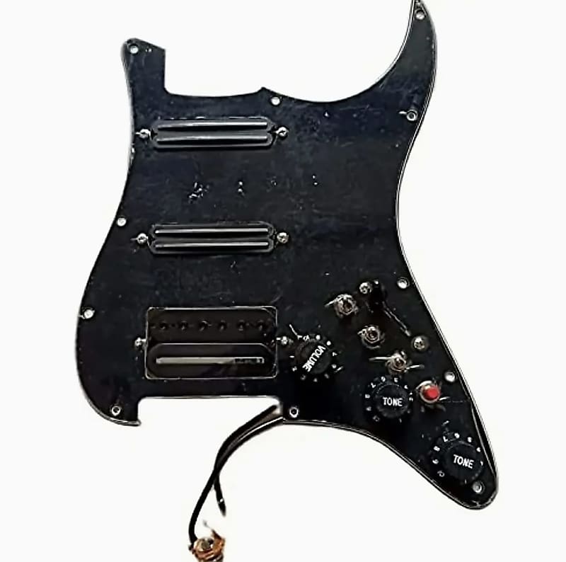 HSS Black Strat Style Guitar Prewired Loaded Pickguard with | Reverb