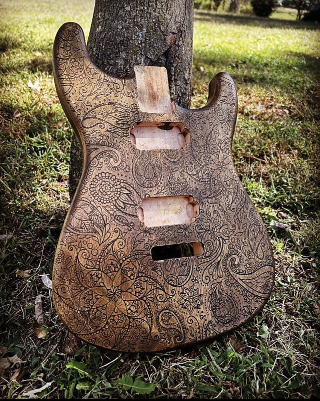 Custom Stratocaster Body in Laser Engraved Paisley | Reverb