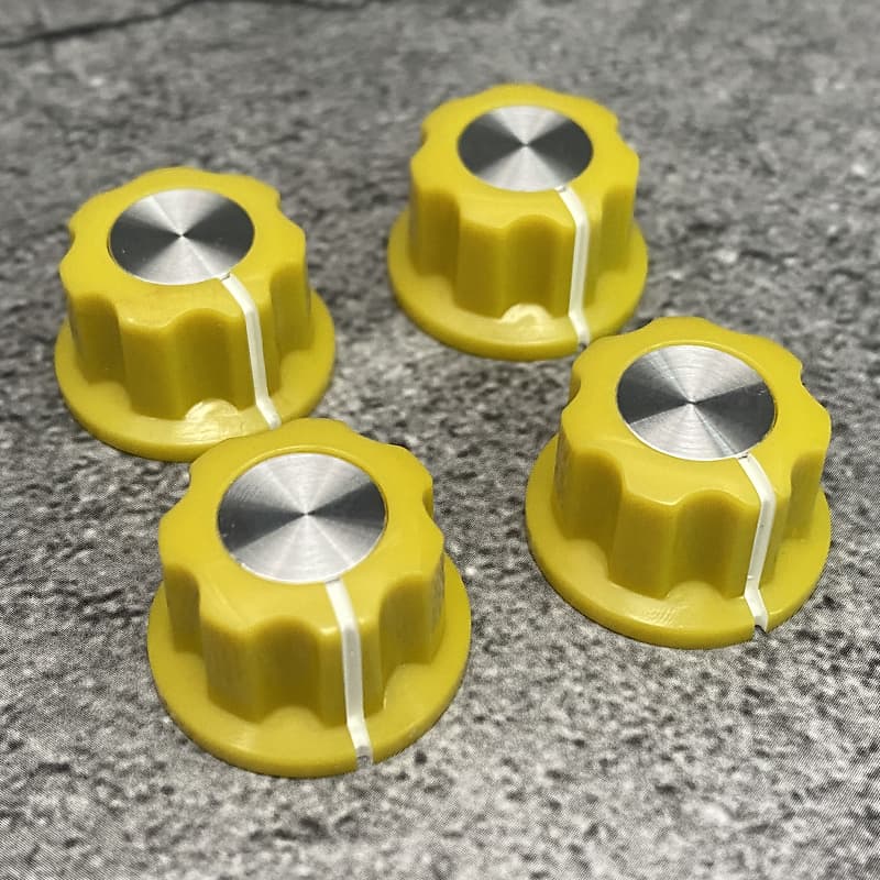4x Yellow Boss 1100 Guitar Pedal Fluted Skirt Control Knob | Reverb