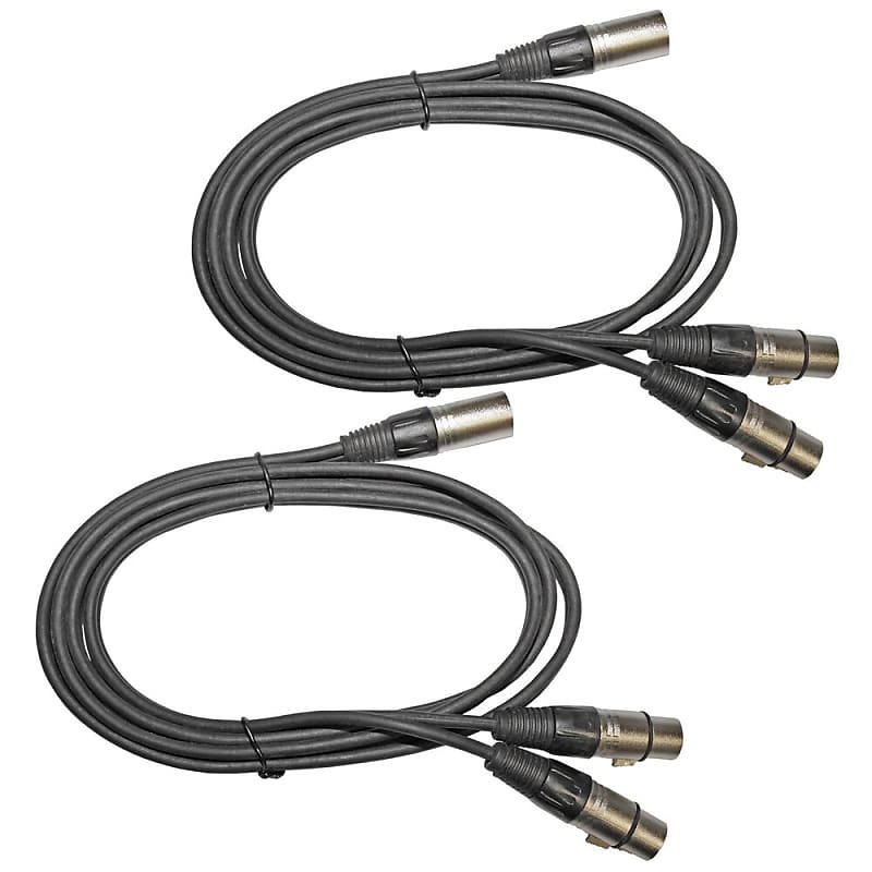2 Xlr Pin Male Plug To Dual Female Y Balanced Patch Cable | Reverb