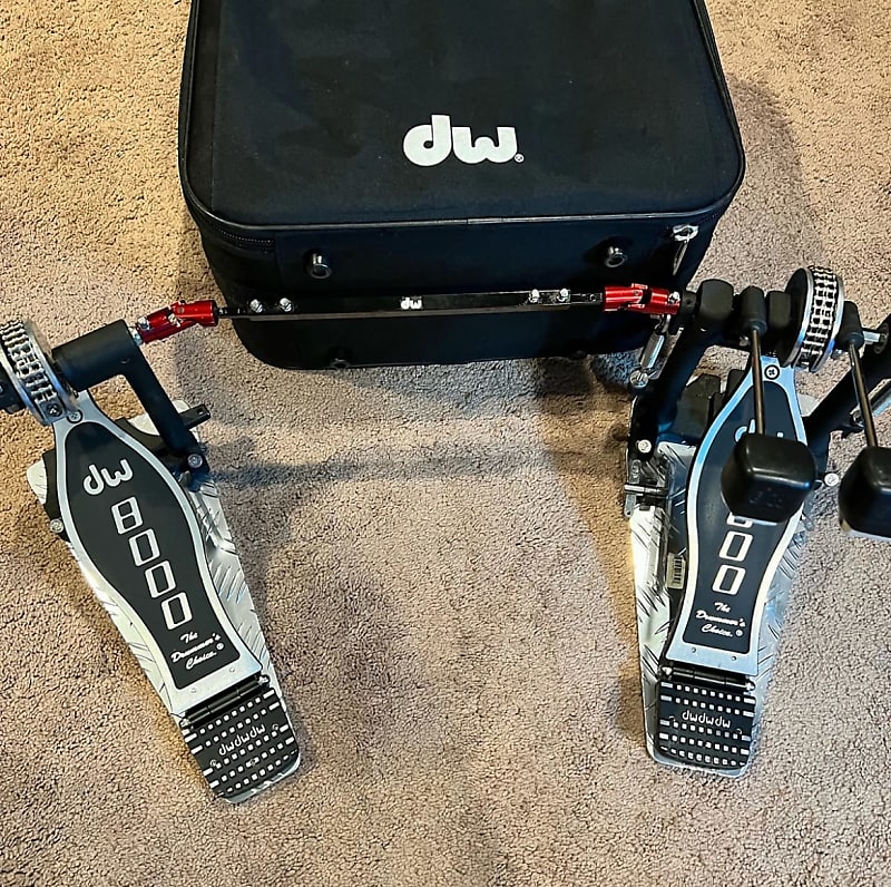 DW 8000 DWCP8002 Series Double Bass Drum Pedal - Silver/Black | Reverb