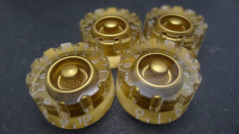 4x Gold Metric Guitar Knurled Speed Knobs | Reverb