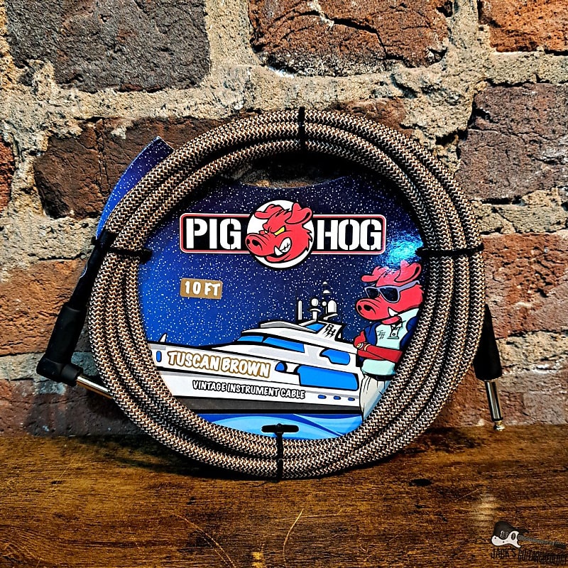 Pig Hog 10ft Right-Angle Instrument Cable - Tuscan Brown | Reverb