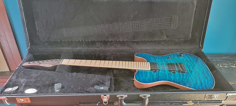 Schecter PT-7 USA Custom Shop 7 String Telecaster 2021 Aqua | Reverb