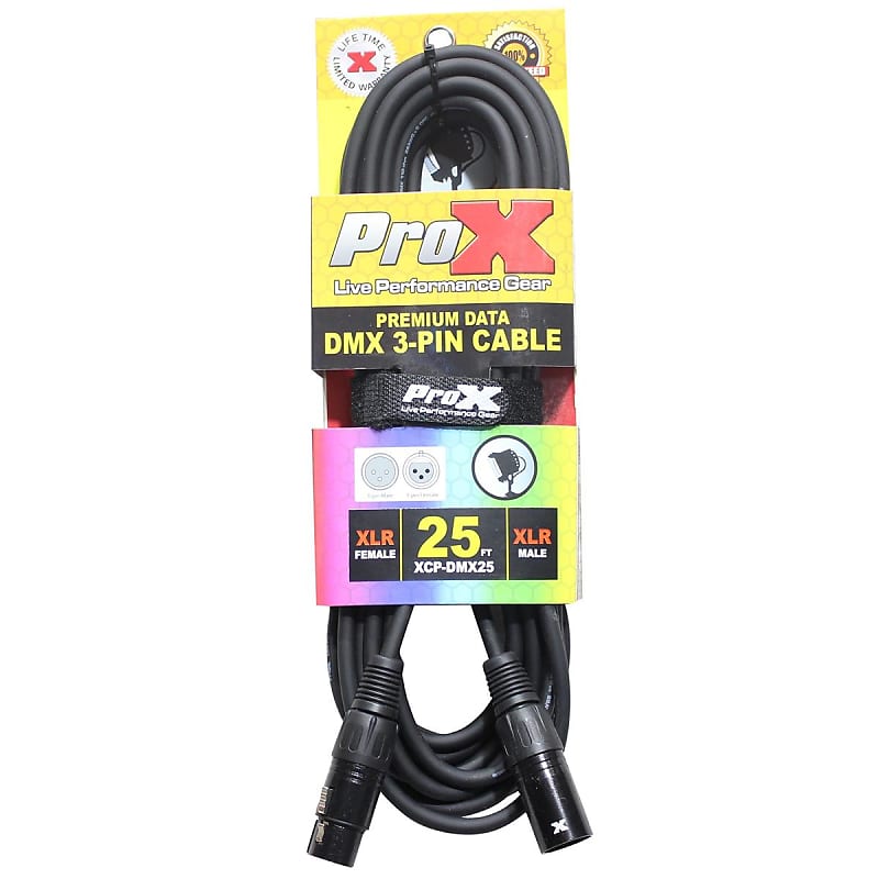 ProX XCP-DMX25 25' 3-Pin DMX XLR3-M to XLR3-F Premium Data | Reverb