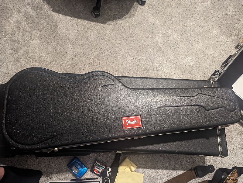 Fender Stratocaster Deluxe Black Case - Red Logo - Molded | Reverb