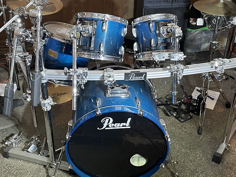 Pearl Session Custom SRX 4 Pc Drum Set Marine Blue Fade 6 Ply | Reverb