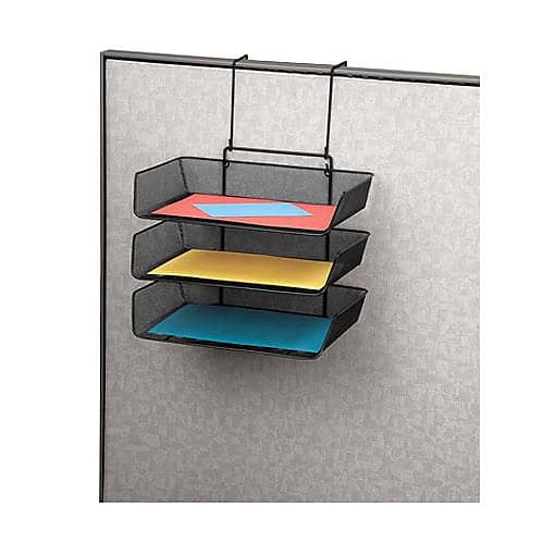 Fellowes Mesh Partition Additions Triple Tray, Black | Reverb