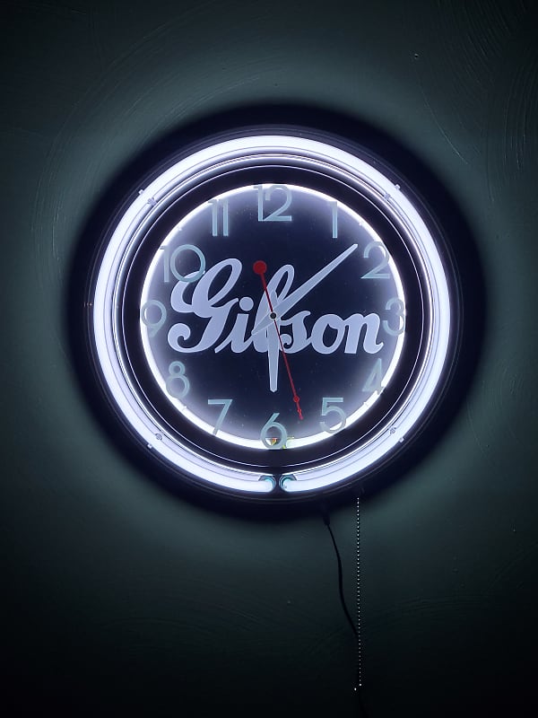 Gibson Guitars Pre-War Script Logo Double Neon Black/White | Reverb