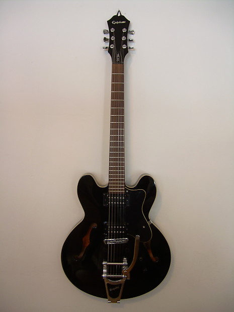 Epiphone Dot Studio Black with Bigsby and Upgrades | Reverb