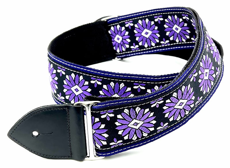 Harold Purple/Black - Leather Guitar Strap - Hand Made in | Reverb