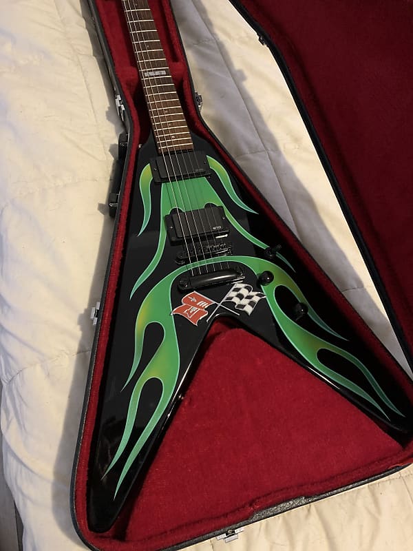 ESP LTD V200 Lawsuit Green Hot Rod Flames. EMG | Reverb
