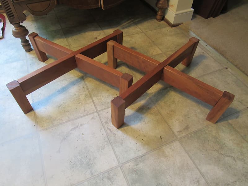 Elevated solid cherry speaker stands | Reverb