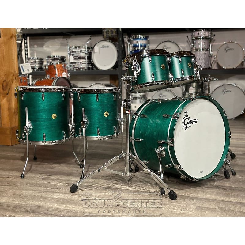 Gretsch USA Custom 5pc Drum Set Satin Caribbean Blue | Reverb