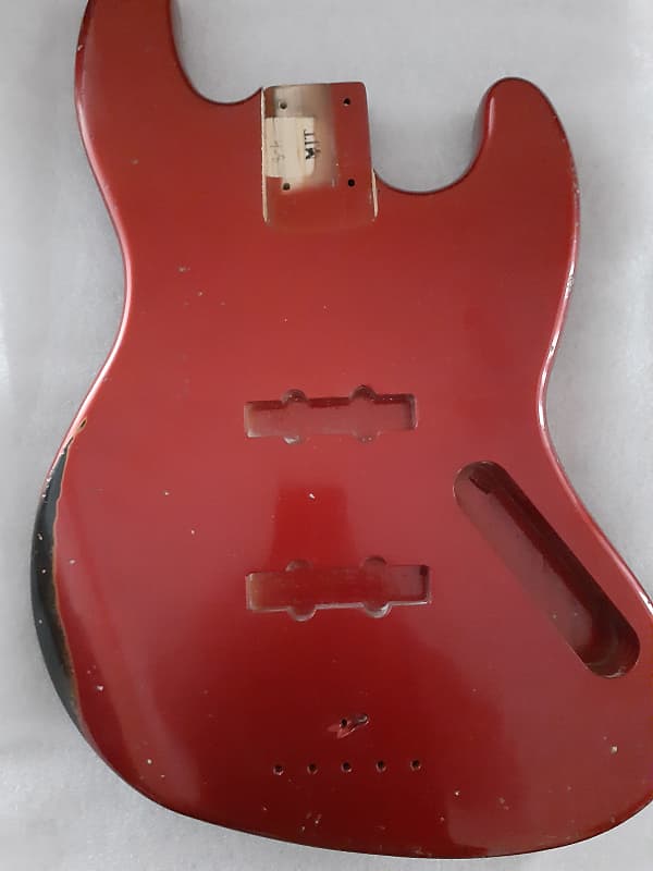 MJT Jazz Bass Style Body - Candy Apple Red Over Sunburst | Reverb