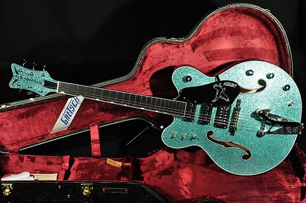 Gretsch USA Custom Shop Falcon G6136DC 2015 Turquoise Sparkle | Reverb