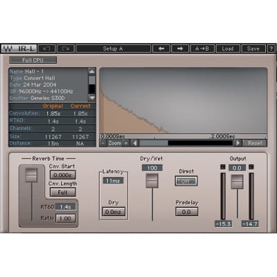 Waves IR1 Convolution Reverb - Plug-In (Native/SoundGrid, | Reverb