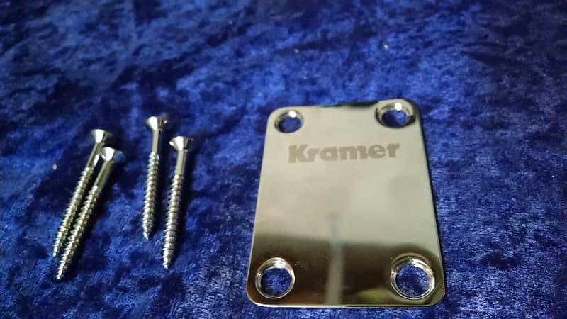 Kramer Neck plate chrome narrow w/screws | Reverb