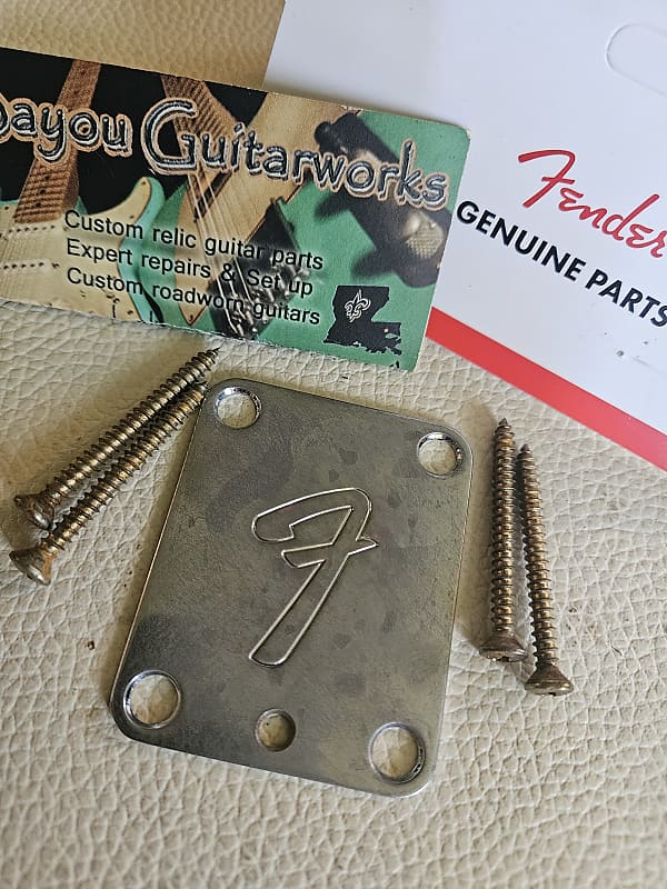 Genuine Fender Stratocaster Telecaster F logo Neck Plate with | Reverb