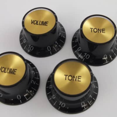 Black Gold-Cap Reflector Knobs Top Hat Mirror fits USA Gibson | Reverb
