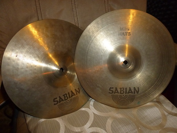 sabian hollow logo AA 12" mini hi hats from the 1980's, | Reverb