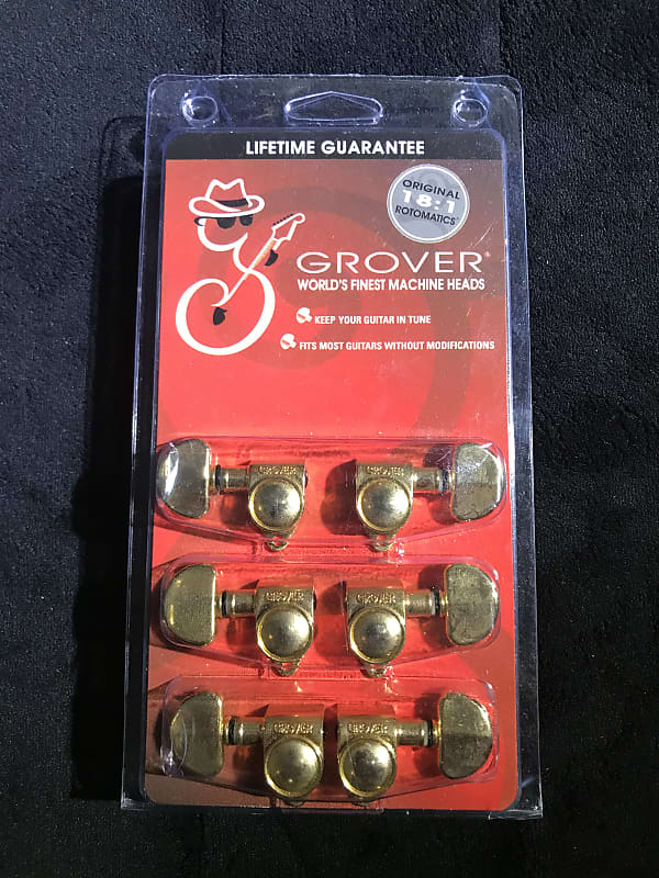 Grover 3+3 Tuning Machines - Gold Finish - 18:1 gear ratio | Reverb