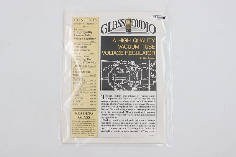 Glass Audio Vintage Magazine "High Quality Tube Regulator" | Reverb