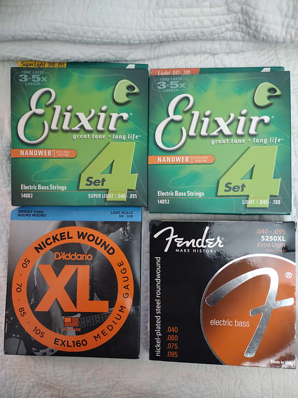 Elixir Bass Strings: 4 Sets Light And Super Light | Reverb