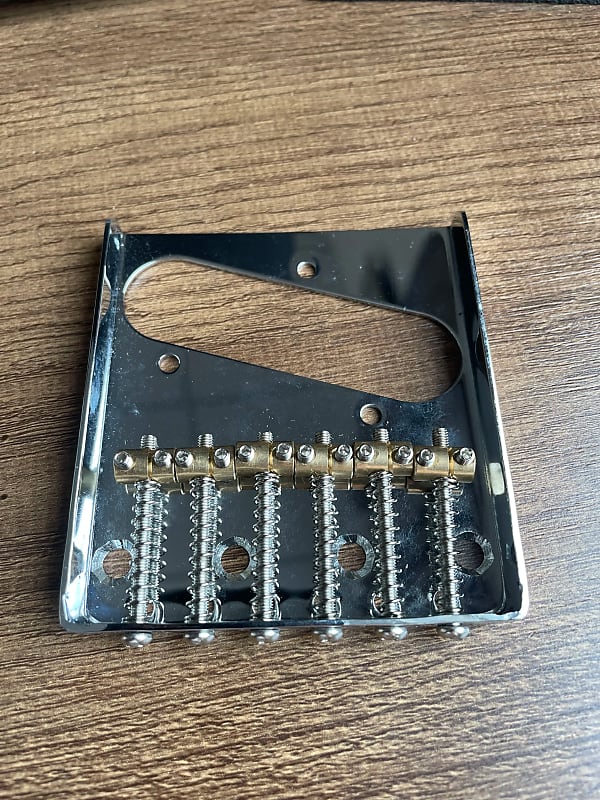 Chrome Telecaster Tele Style Guitar Bridge with Brass Saddles | Reverb