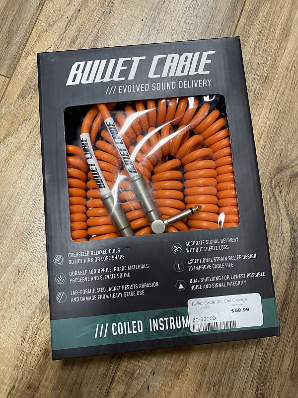 Bullet Cable 30' COIL CABLE - Orange | Reverb