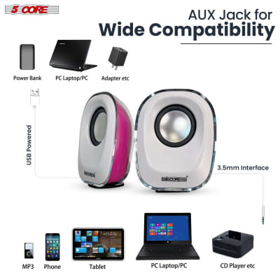 5Core Computer Speakers Pair 10W Combo Power PC Desktop | Reverb