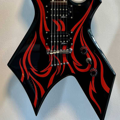 BC Rich Bronze Warlock Black Gloss with Red Graphic | Reverb
