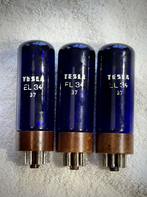 Rare Tesla EL34 Tubes (3) Circa-1970s-1990s-Blue | Reverb Italia