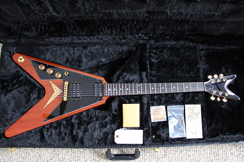 DEAN USA V Standard w/pickguard 2019 Natural/Gold Left Handed | Reverb