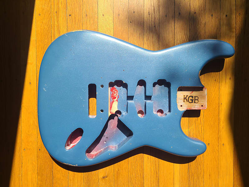 Kalfas Guitar Stratocaster Body Reliced Metallic Blue Lacquer | Reverb