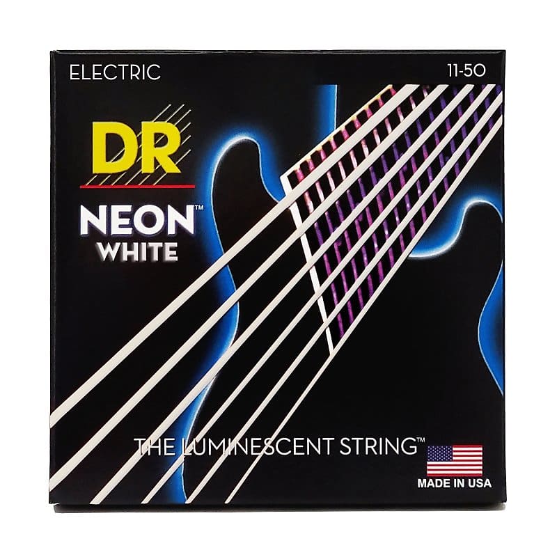 DR NWE-11 Neon White Coated Electric Guitar Strings, Heavy | Reverb