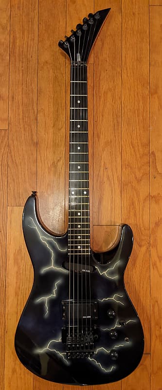 Kaman GTX Super Strat 1980's Black and Blue Lightning - Ebony | Reverb