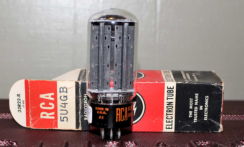 RCA 5U4GB 5U4G FAT BOTTLE BLACK PLATE SIDE D GETTER NOS NIB | Reverb