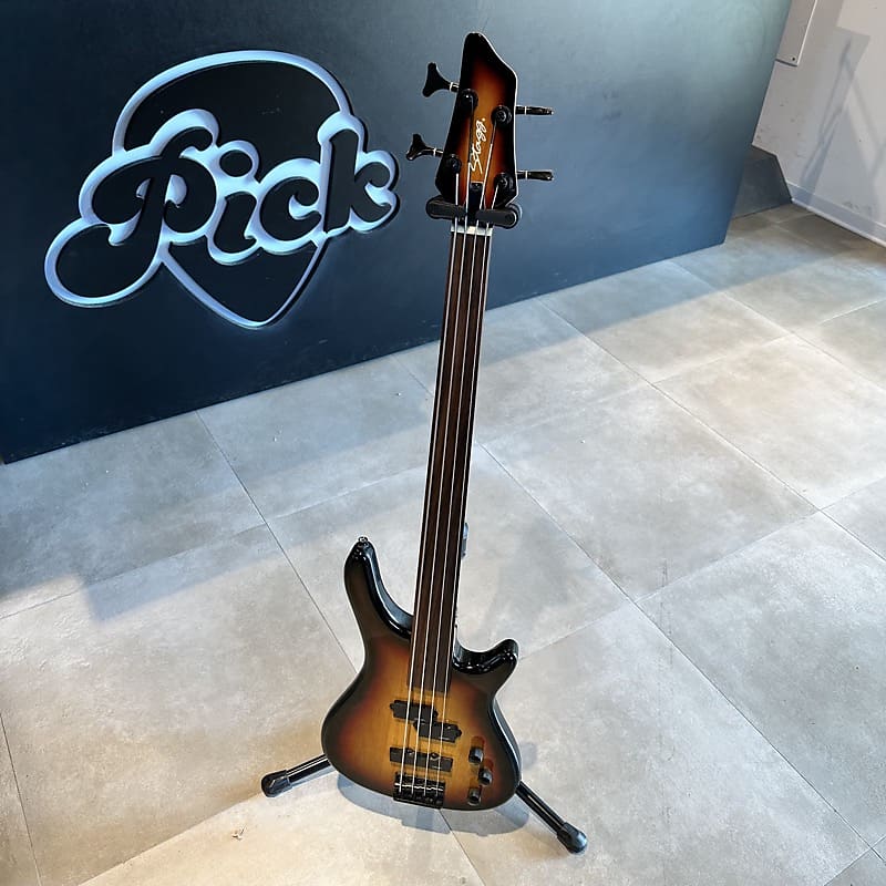 Stagg Basso Fretless sunburst | Reverb