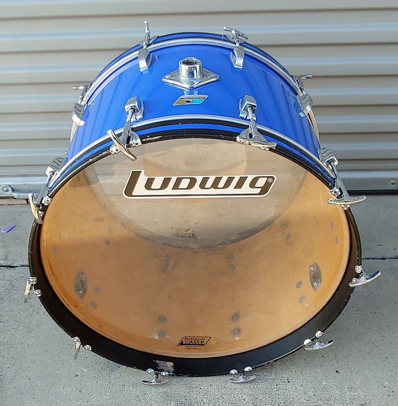 Vintage Ludwig 22" x 14" Blue Cortex Bass Drum 1980 Blue | Reverb