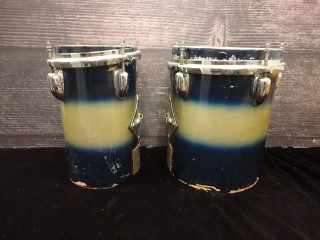 Slingerland Bongos Blue/Silver DUCO Drum Shell Pack(2 Piece) | Reverb