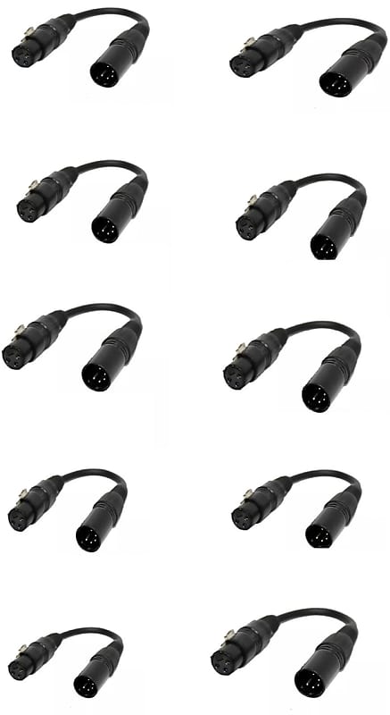 10X ProX XC-DMX5M3F 6" DMX Male 5-Pin to DMX Female 3-Pin | Reverb
