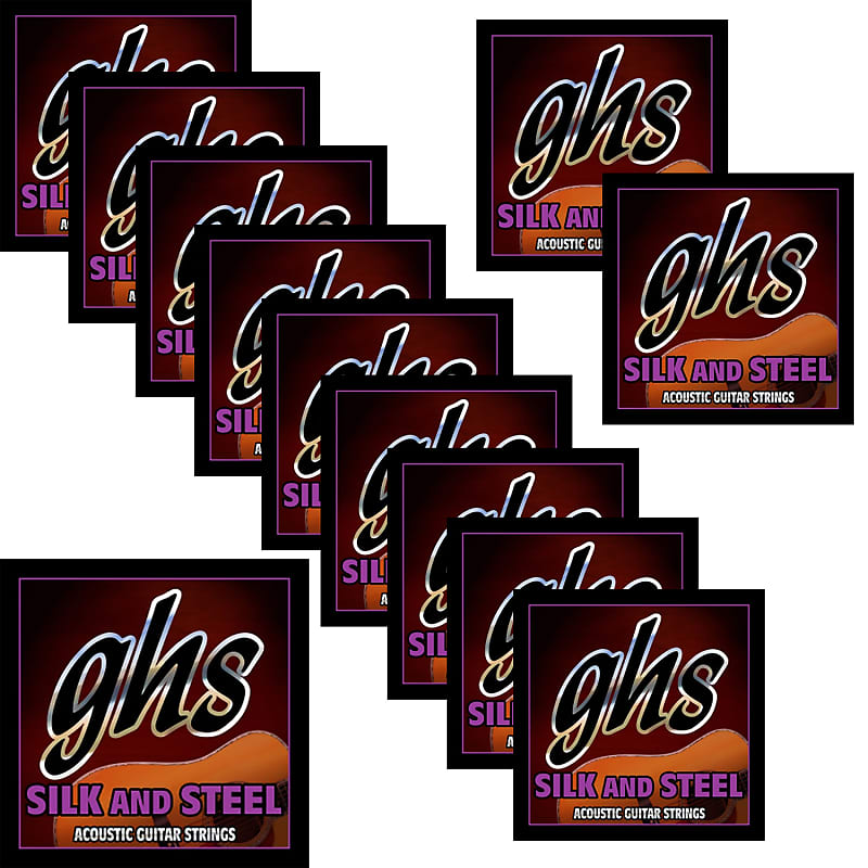 12 Sets GHS Strings 350 Silk and Steel Medium Acoustic Guitar | Reverb