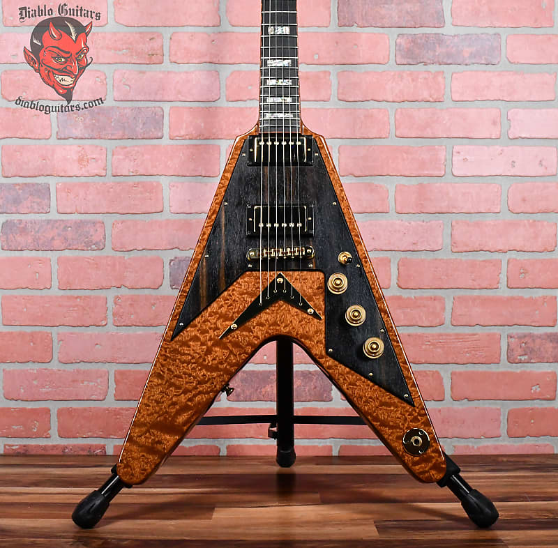 Dean USA PG AAA Custom Flying V Pomelle Figured Sapele Body | Reverb